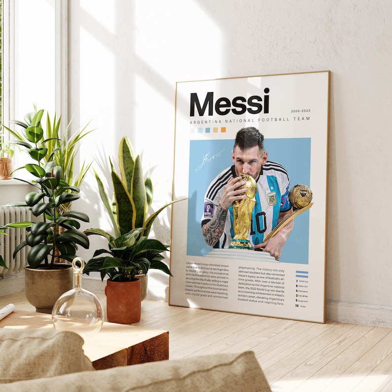 Lionel Messi Poster, Argentina Soccer Print, Soccer Gifts, Sports ...