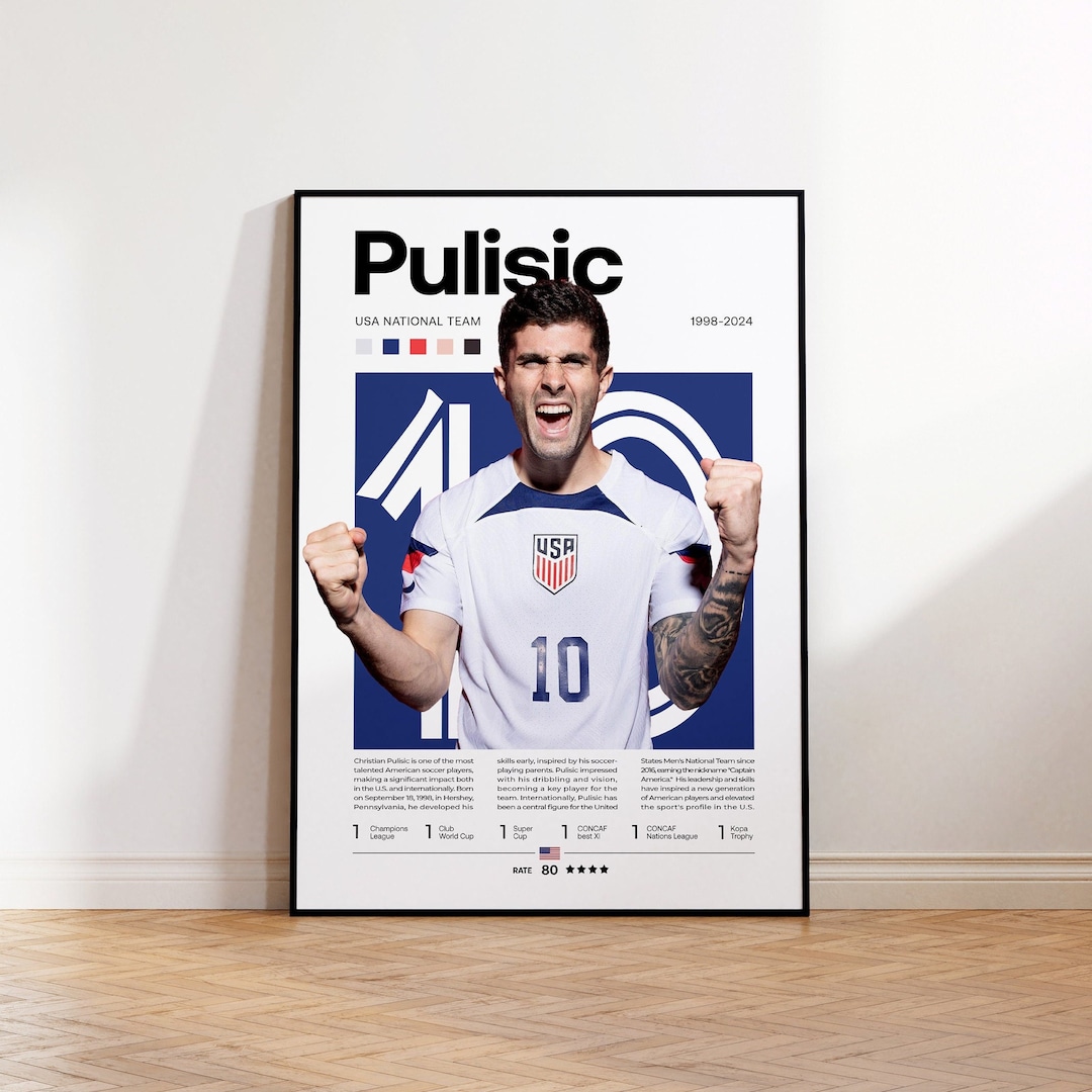 Christian Pulisic Poster, USMNT Poster, Soccer Gifts, Sports Poster ...