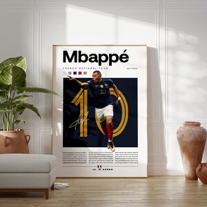 Kylian Mbappé Poster French National Team, Soccer Gifts, Sports Poster ...