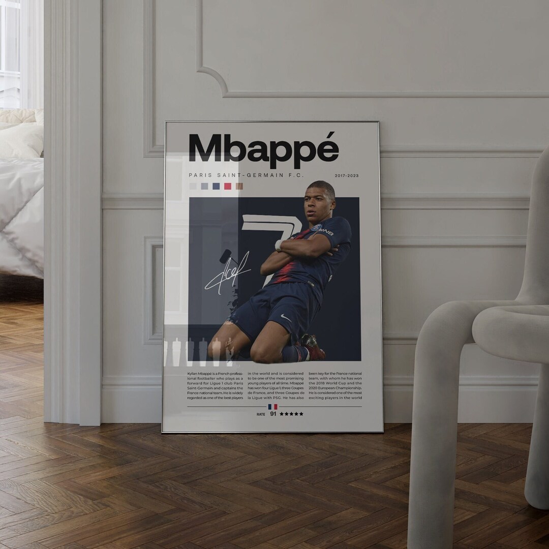 Kylian Mbappé Poster French National Team, Soccer Gifts, Sports Poster ...