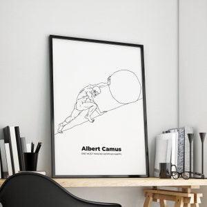 Sisyphus Line Art Stoic Poster ( Digital Download ), the Myth of ...