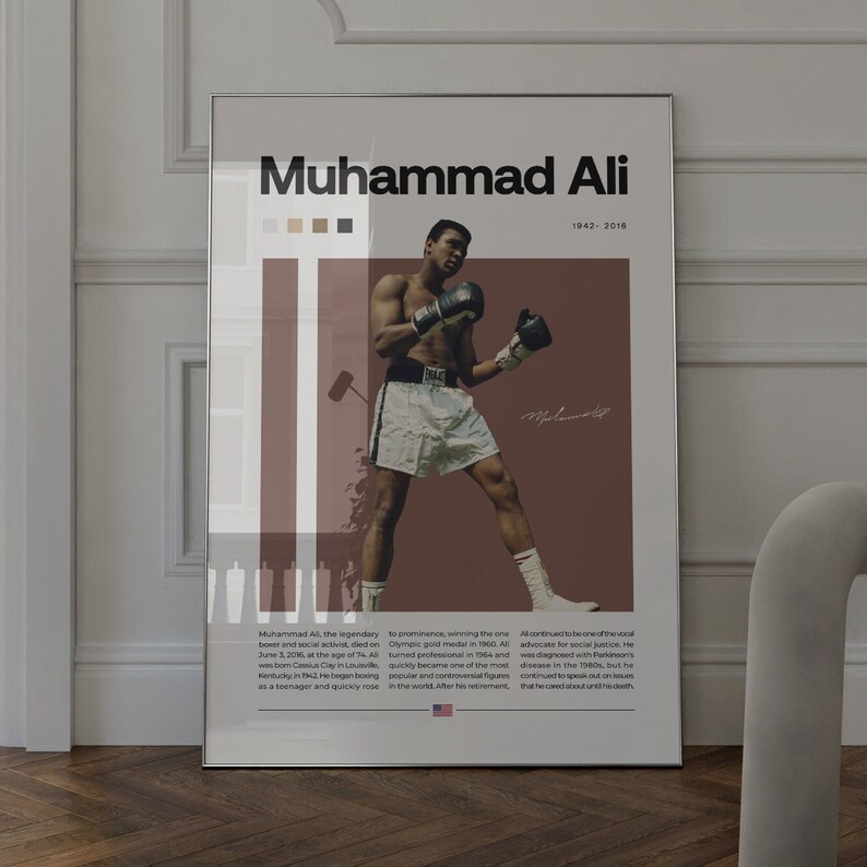 Mohammed Ali Poster, Boxing Poster, Sports Poster, Boxing Wall Art, Mid ...