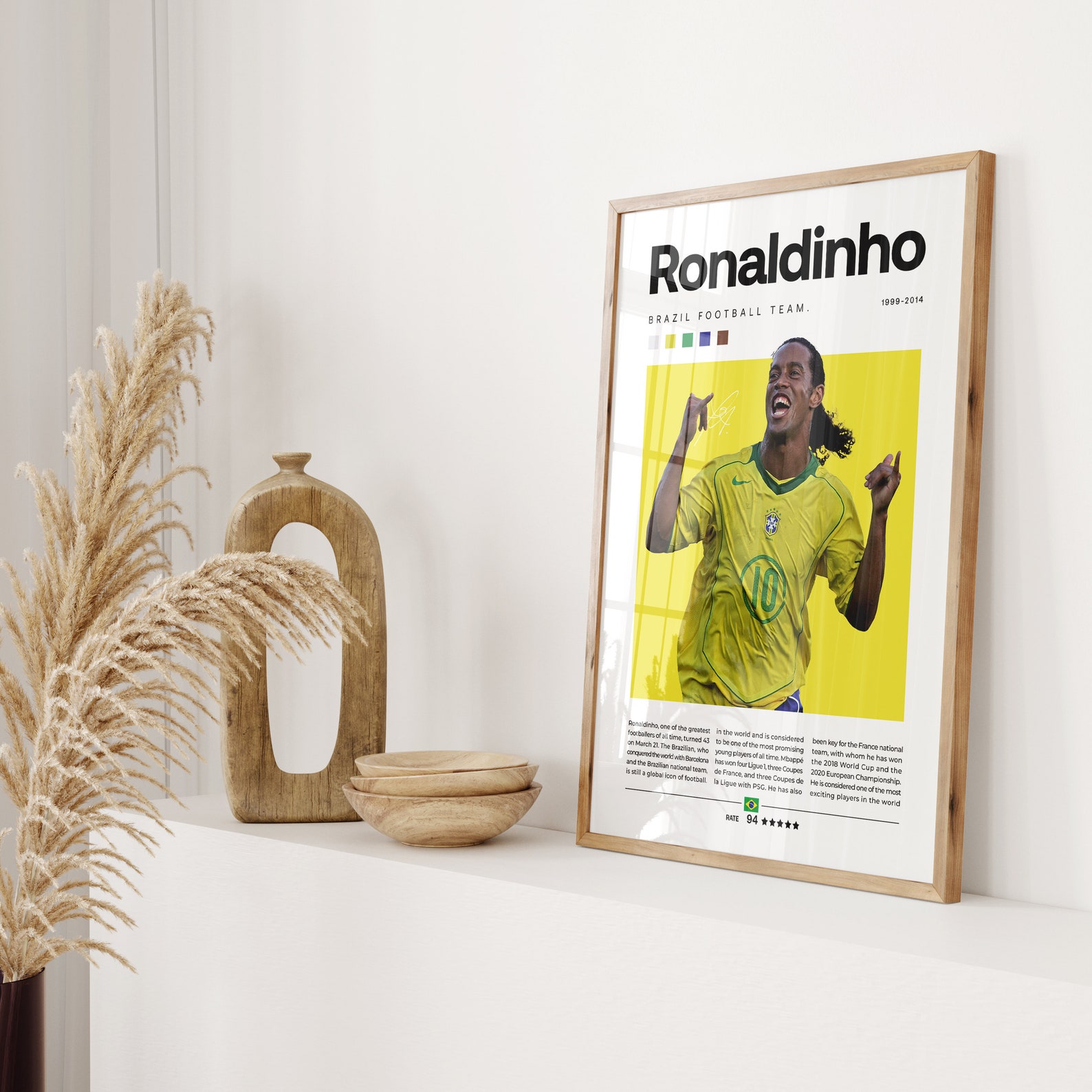 Ronaldinho Poster, Brazil Football Poster, Soccer Gifts, Sports Poster ...