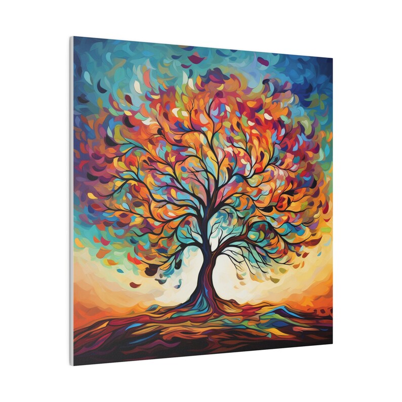 Nature Inspired Abstract Tree Art Captivating Fall Leaves on Stretched ...