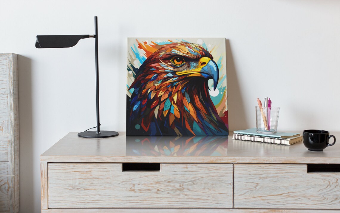 Canvas Wall Decor Abstract Hawk Head Stretched Matte Canvas Wall ...