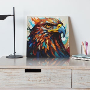 Canvas Wall Decor Abstract Hawk Head Stretched Matte Canvas Wall ...