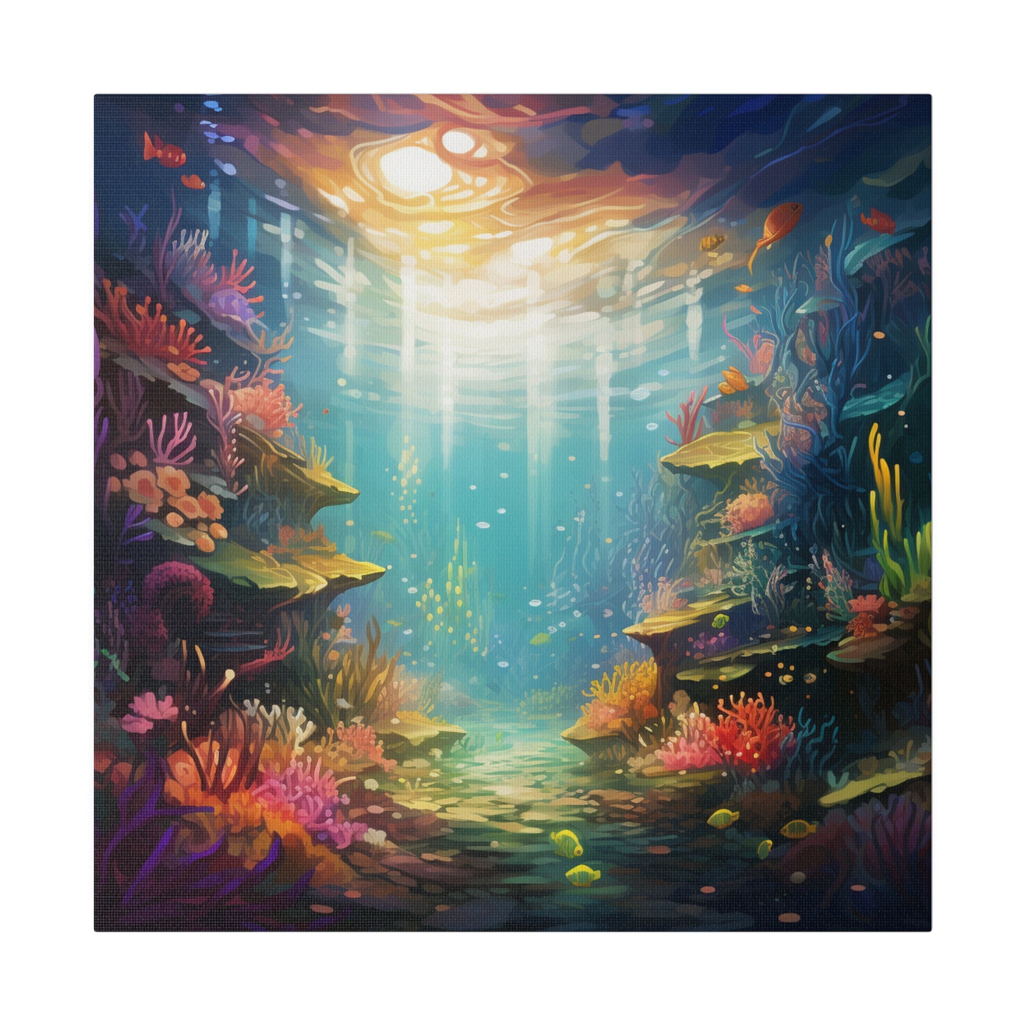 Canvas Wall Decor Colorful Underwater Landscape Stretched Matte Canvas ...