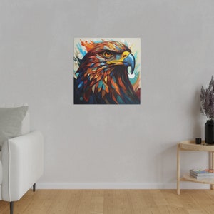 Canvas Wall Decor Abstract Hawk Head Stretched Matte Canvas Wall ...