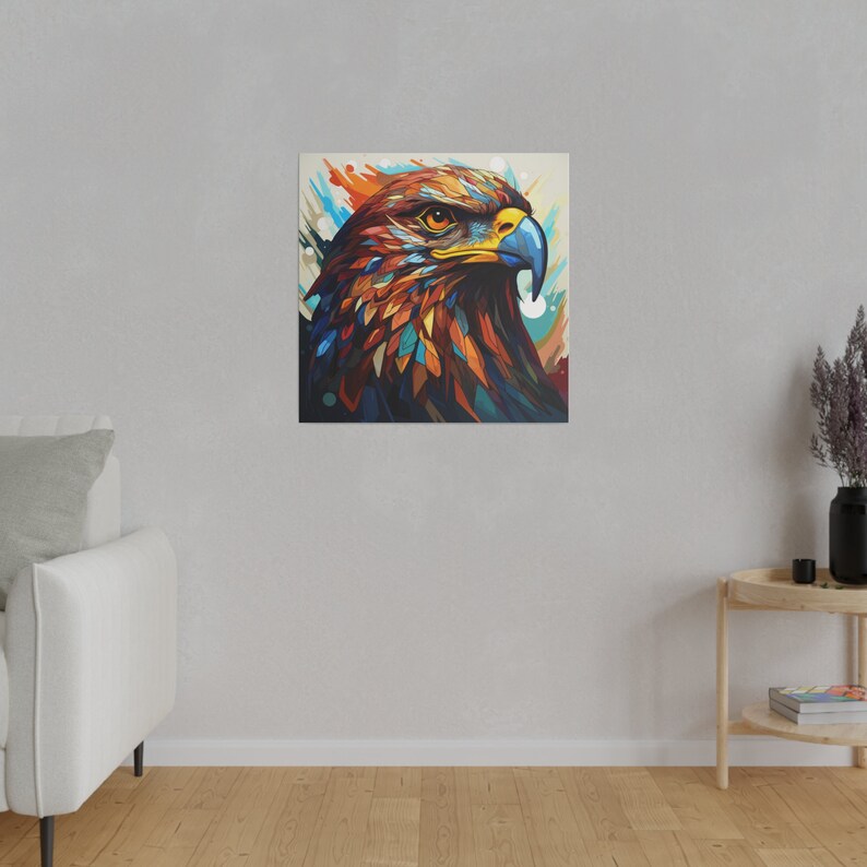 Canvas Wall Decor Abstract Hawk Head Stretched Matte Canvas Wall ...
