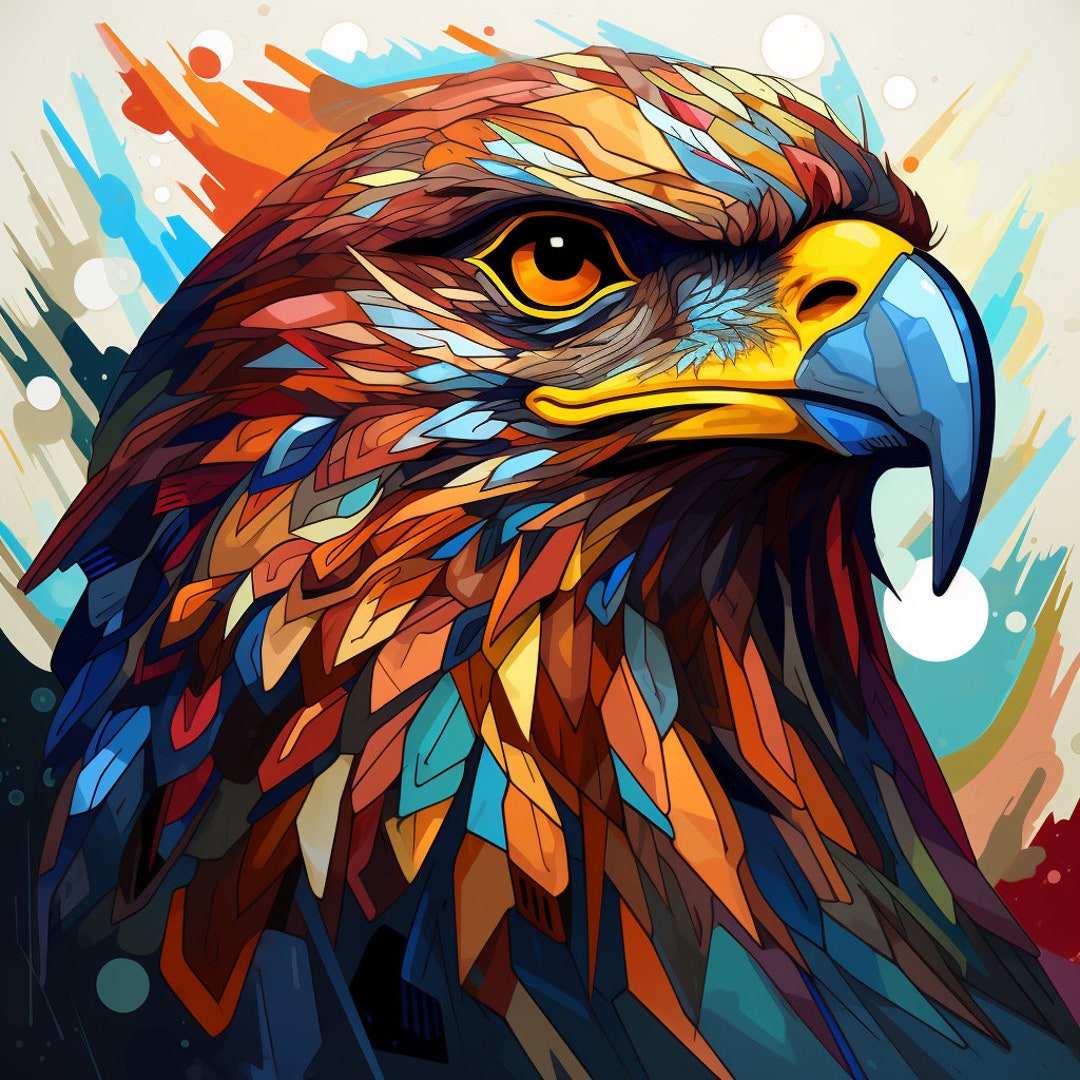 Canvas Wall Decor Abstract Hawk Head Stretched Matte Canvas Wall ...