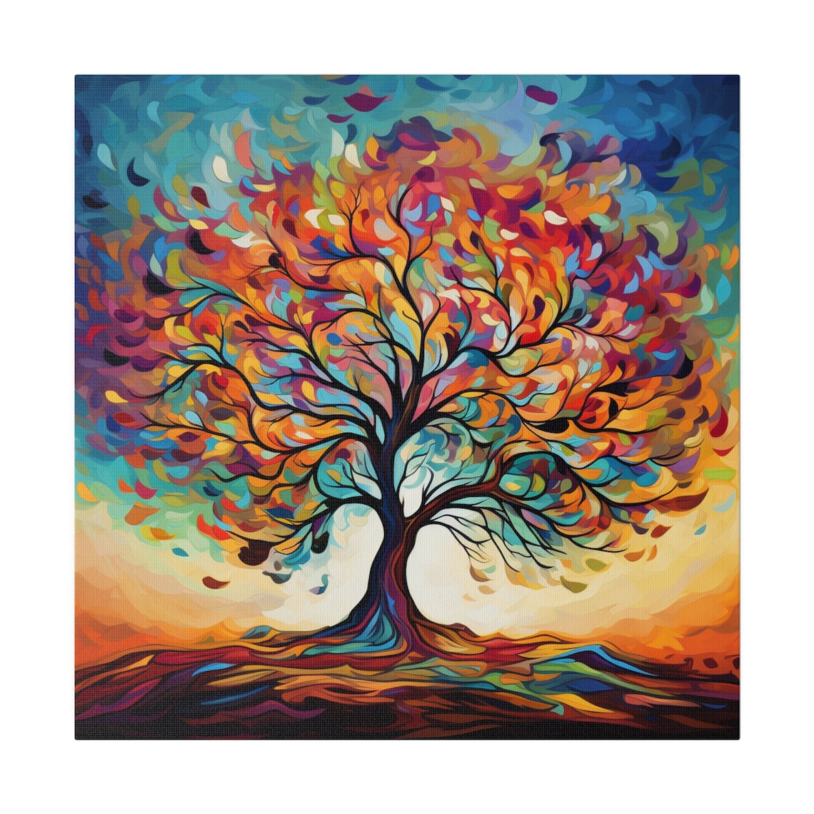 Nature Inspired Abstract Tree Art Captivating Fall Leaves on Stretched ...