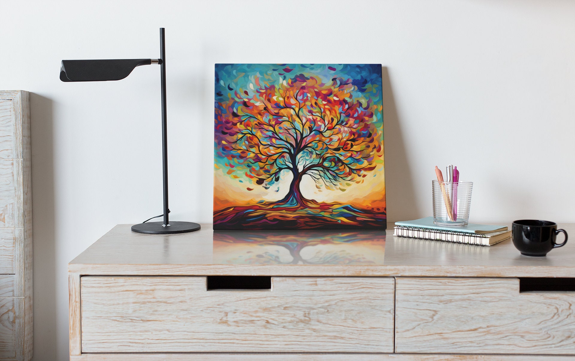 Nature Inspired Abstract Tree Art Captivating Fall Leaves on Stretched ...