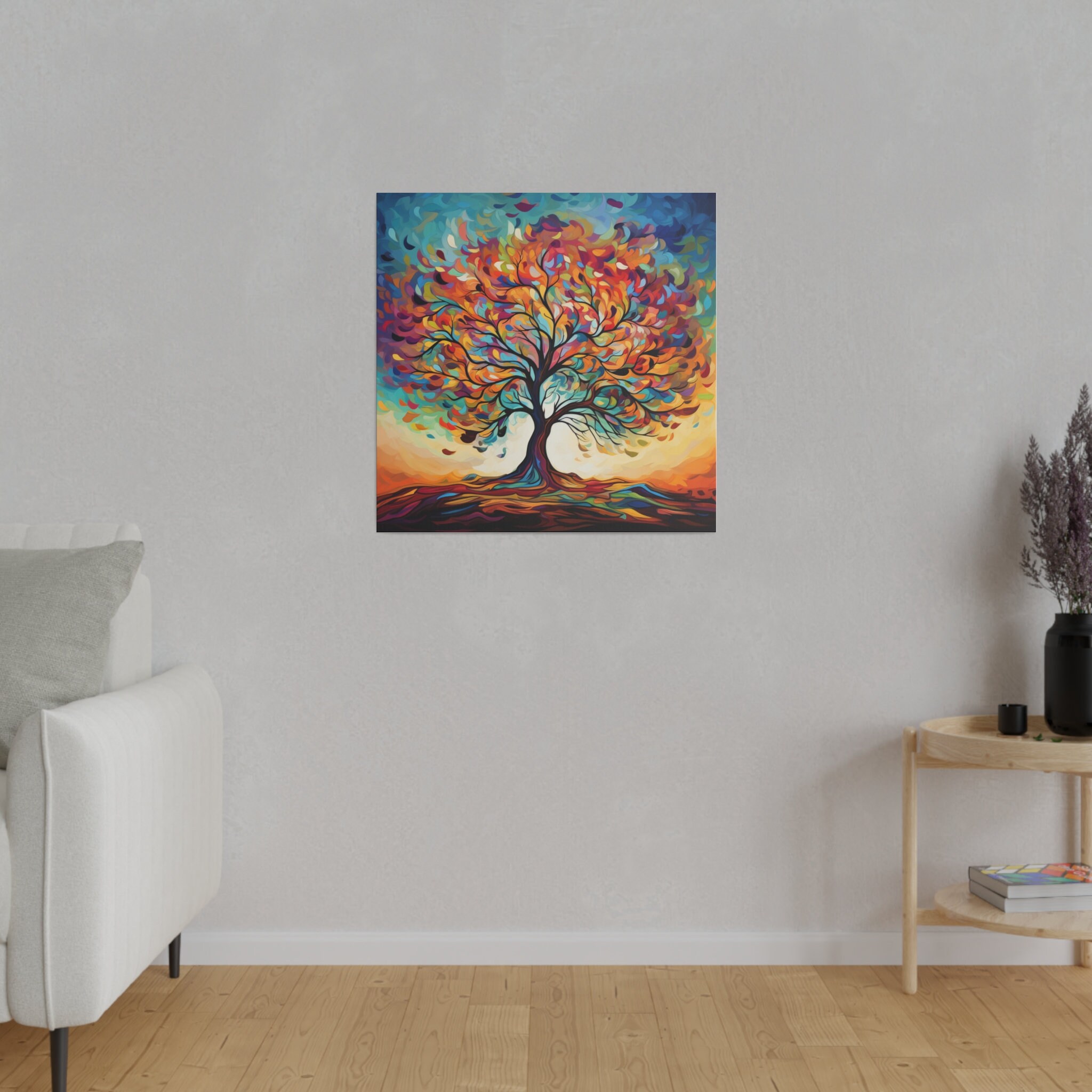 Nature Inspired Abstract Tree Art Captivating Fall Leaves on Stretched ...