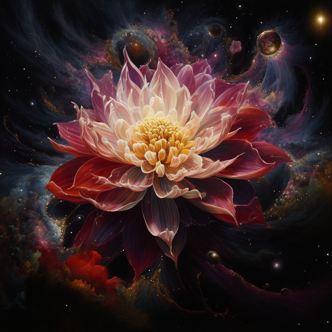 Canvas Wall Decor Abstract Cosmic Flower Stretched Matte Canvas Wall ...