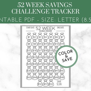 52 Week Savings Challenge Printable | Budget Savings Challenge | Letter ...