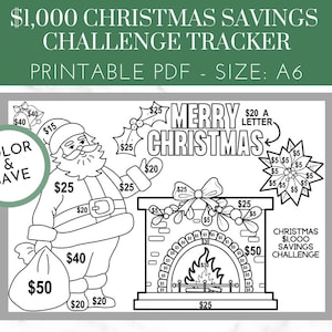 Christmas Savings Challenge Printable | 1,000 Dollar Savings Challenge ...