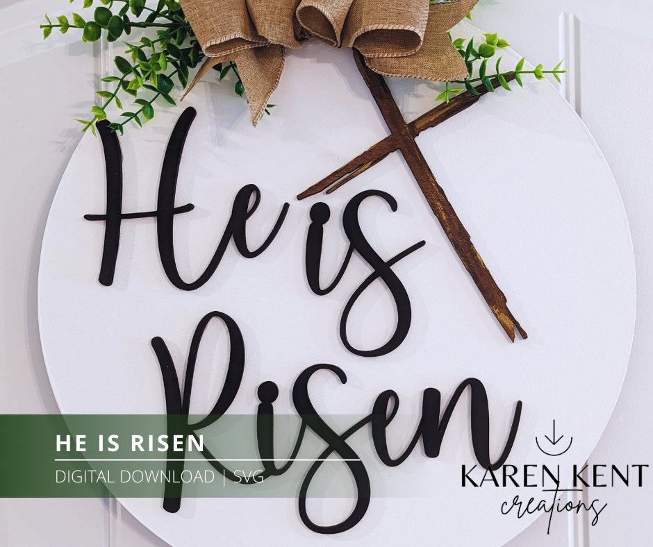 He is Risen SVG | Easter SVG | He is Risen | Laser Cut File | Door Hanger Cut File | Digital ...