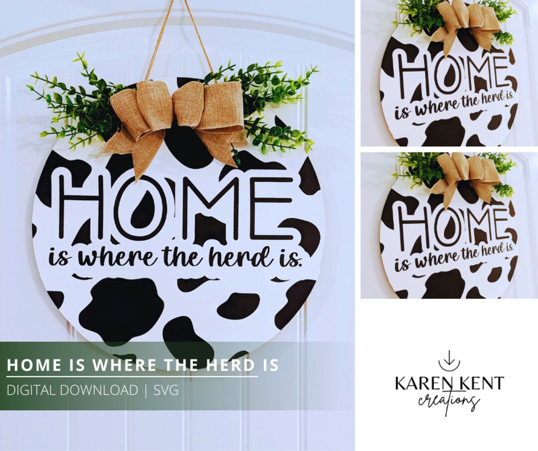 Cow Print SVG | Front Door Sign Svg | Round Sign Svg | Door Sign Svg ...