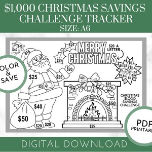Christmas Savings Challenge Printable | 1,000 Dollar Savings Challenge ...