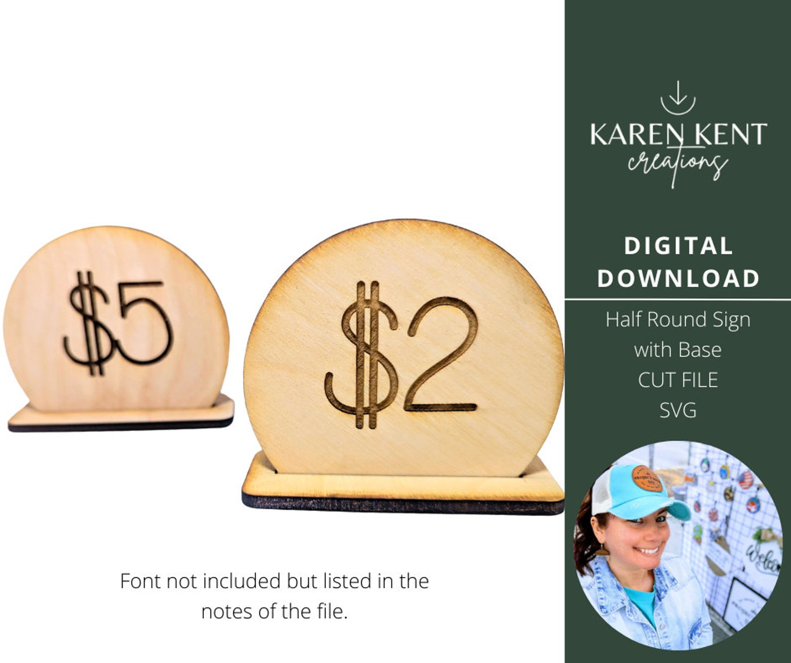 Price Sign Laser Cut File, Half Round Sign With Base SVG, Price Tag ...