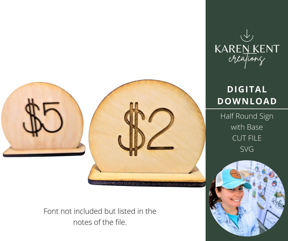 Price Sign Laser Cut File, Half Round Sign With Base SVG, Price Tag ...
