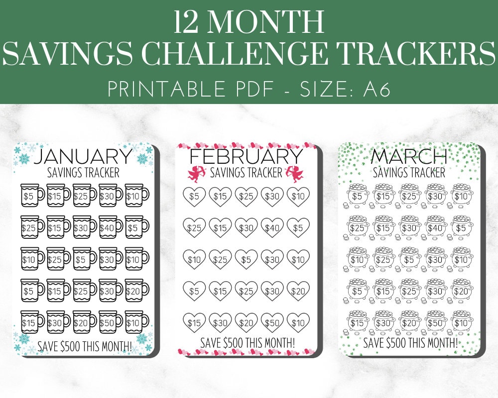 12 Month Savings Challenge Printable Savings Challenge Bundle Letter ...