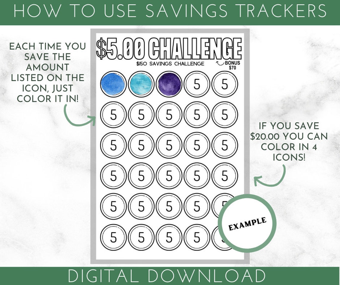 300 and 500 Savings Challenge Printable | Two Savings Challenge in ONE Print | A6 Sized Mini ...