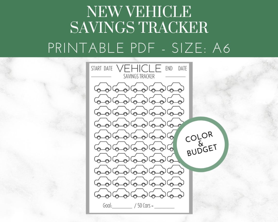 DIY Vehicle Savings Tracker Printable | Choose Your Amount Savings ...