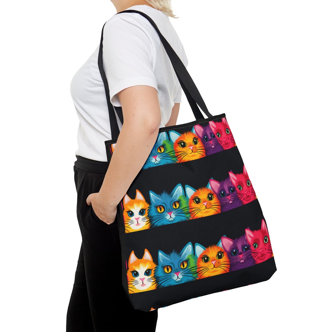 Funny Cat Reusable Bag Rainbow Cat Bag Reusable Cat Bag - Etsy