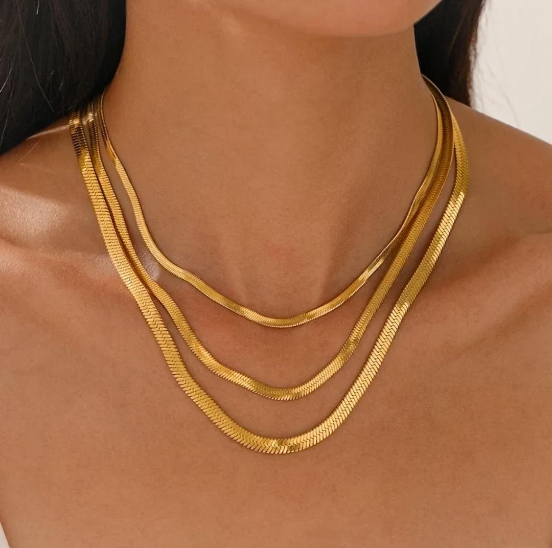 Herringbone Necklace 4mm Snake Chain Necklace Sterling Silver Chain ...