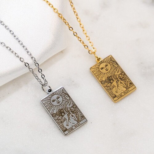 Tarot Card Pendant Stainless Steel Tarot Card Necklace - Etsy