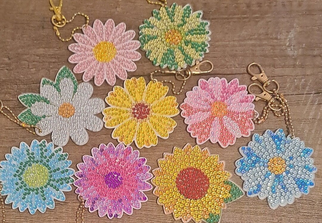 Flower Diamond Art Keyrings - Etsy