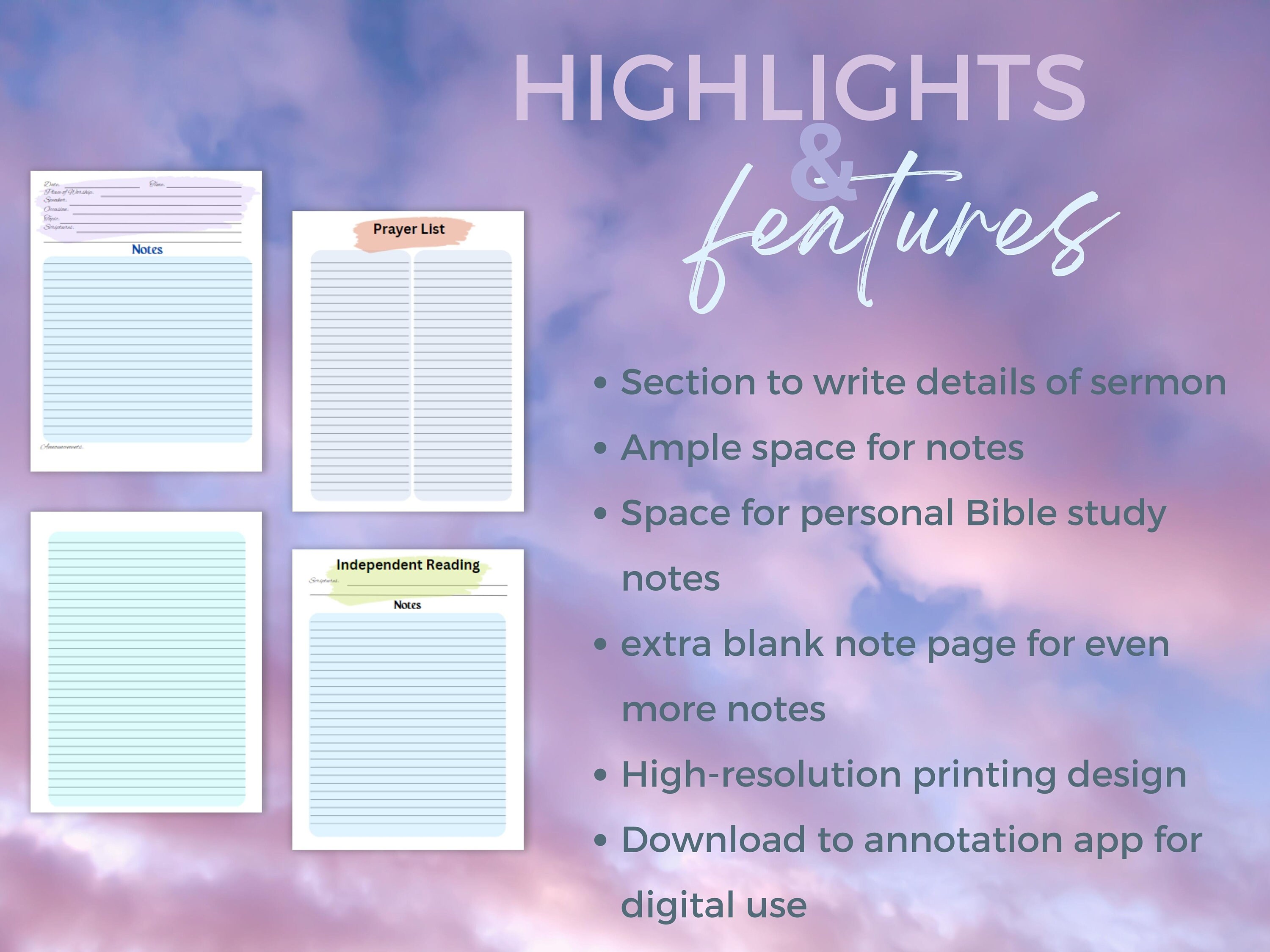 PRINTABLE SERMON NOTES, Church Service Notes, Prayer List, Ministry ...