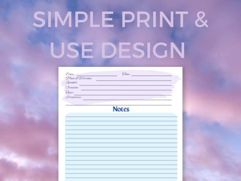 PRINTABLE SERMON NOTES, Church Service Notes, Prayer List, Ministry ...