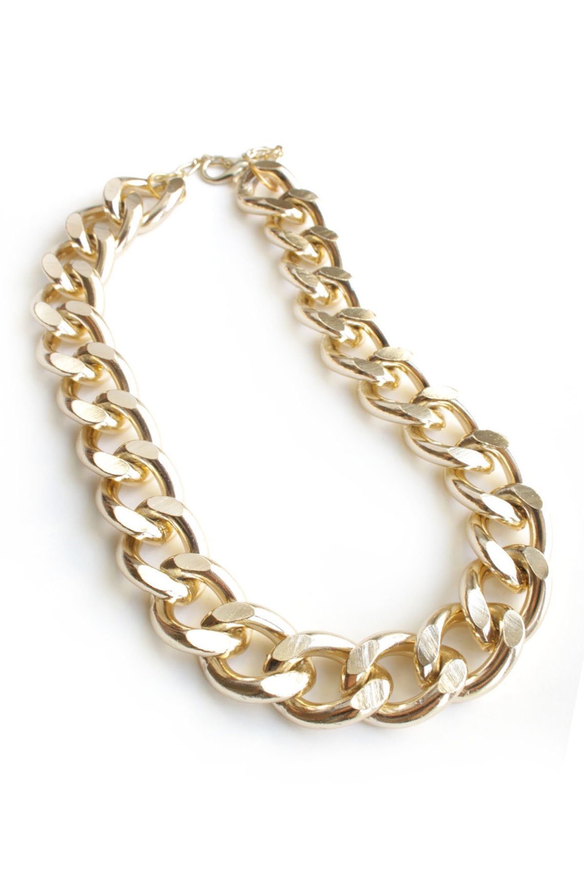 Thick Gold Color Chain Necklace, Chunky Gold Chain Necklace, Cuban Link ...