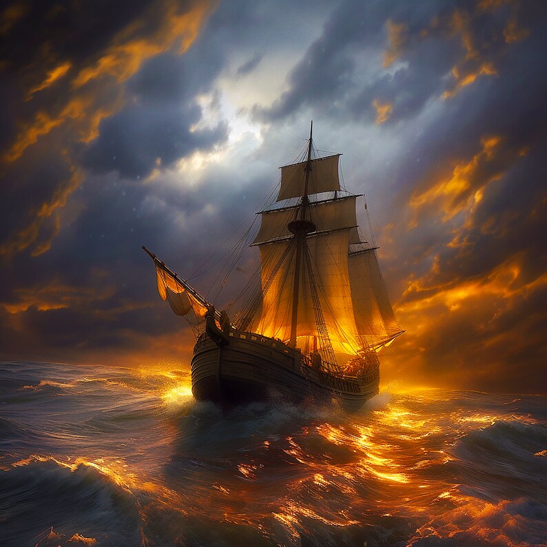 SHIP Digital Art Print, AI Generated, Wall Art, AI Art, Digital ...
