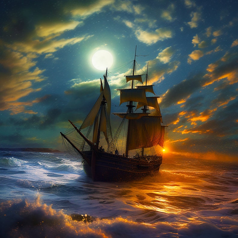 SHIP Digital Art Print, AI Generated, Wall Art, AI Art, Digital ...