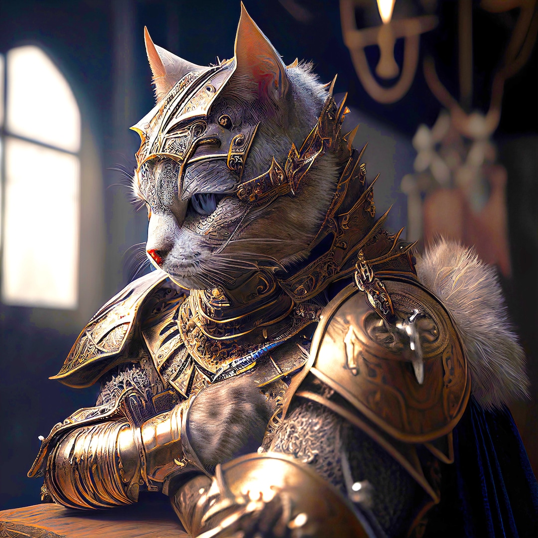 Cat Lord Digital Art Print, AI Generated, Wall Art, AI Art, Digital ...