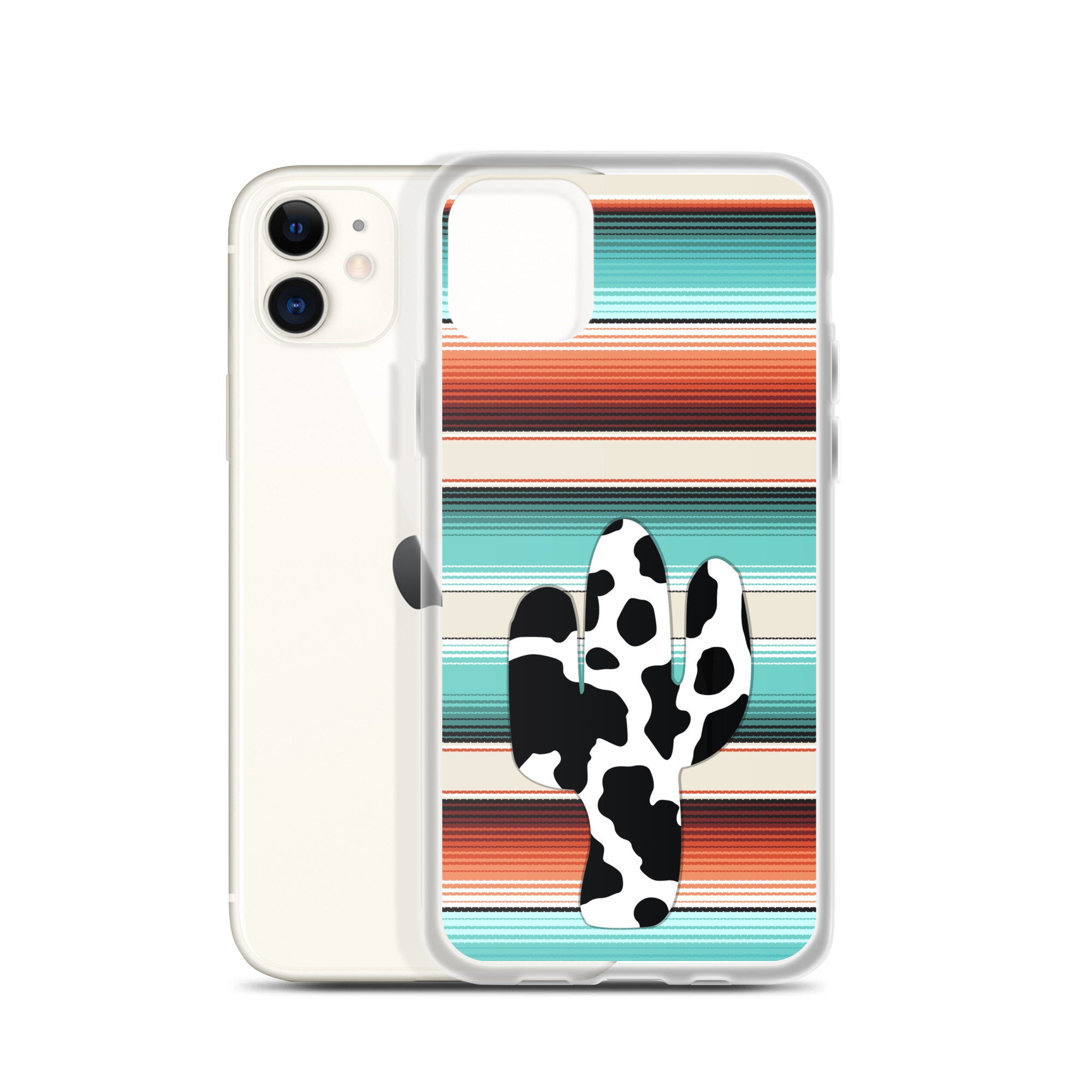 Funny Serape Cow Print Cactus Print Turquoise iPhone Case - Etsy