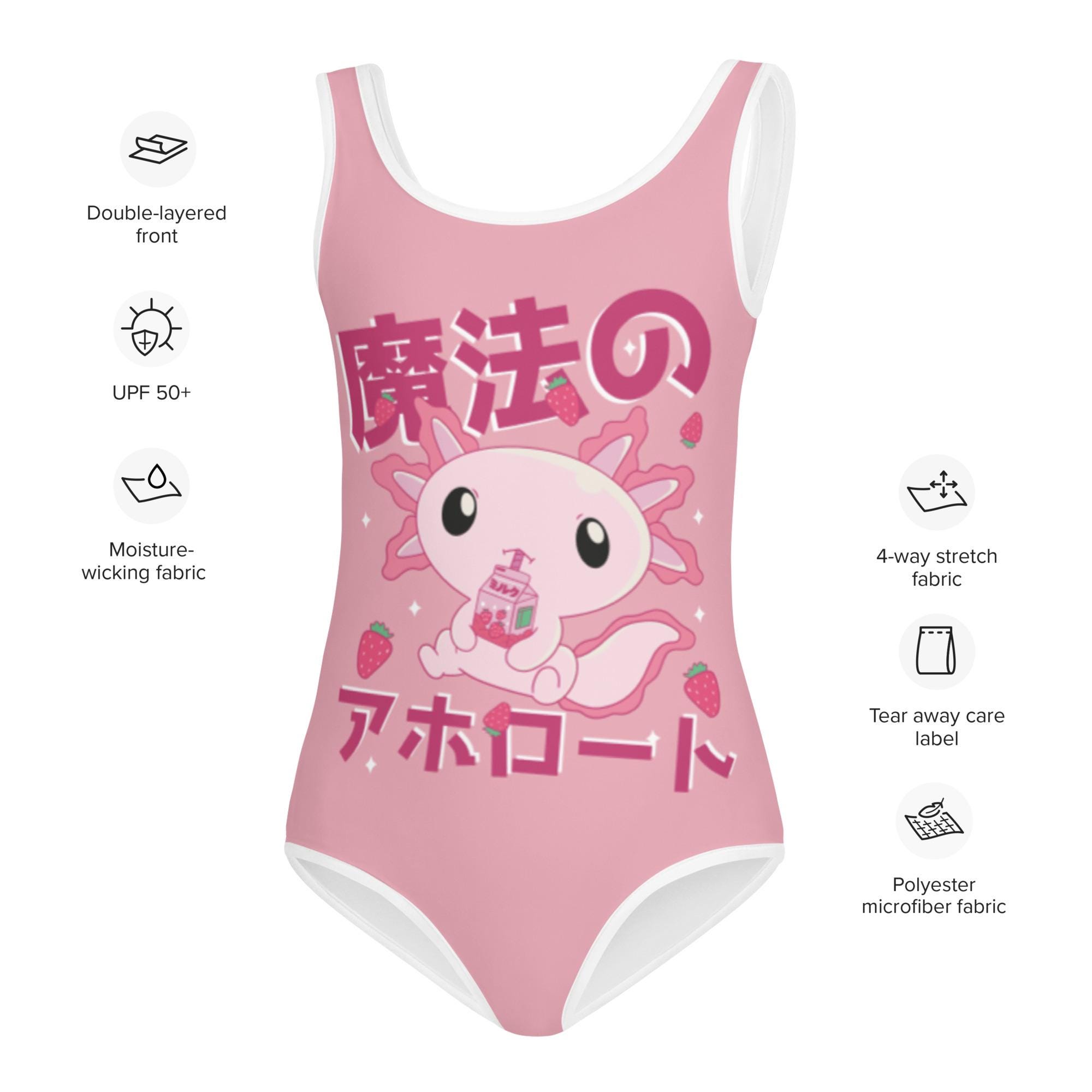 Cute Axolotl Swimsuit Kawaii Anime Strawberry Milk Swimwear Axolotl Swimsuit Anime Swimsuit
