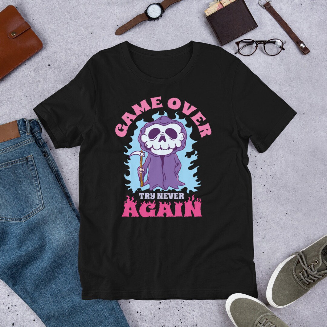 Goth Pastel Game Over Try Never Again Creepy Reaper Unisex T-shirt - Etsy