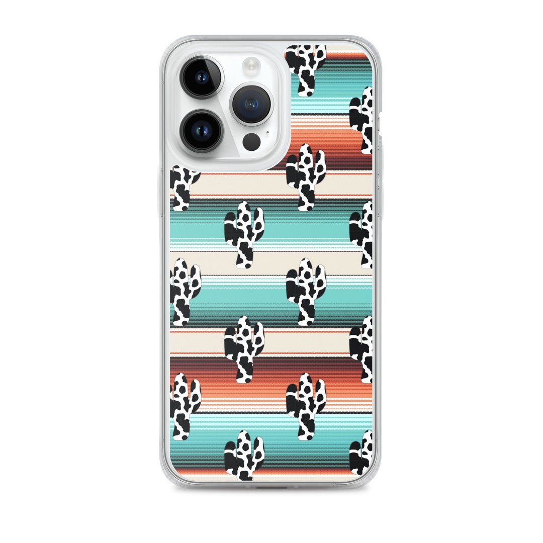 Pro Funny Serape Cow Cactus Pattern Print Turquoise - iPhone Case - Etsy