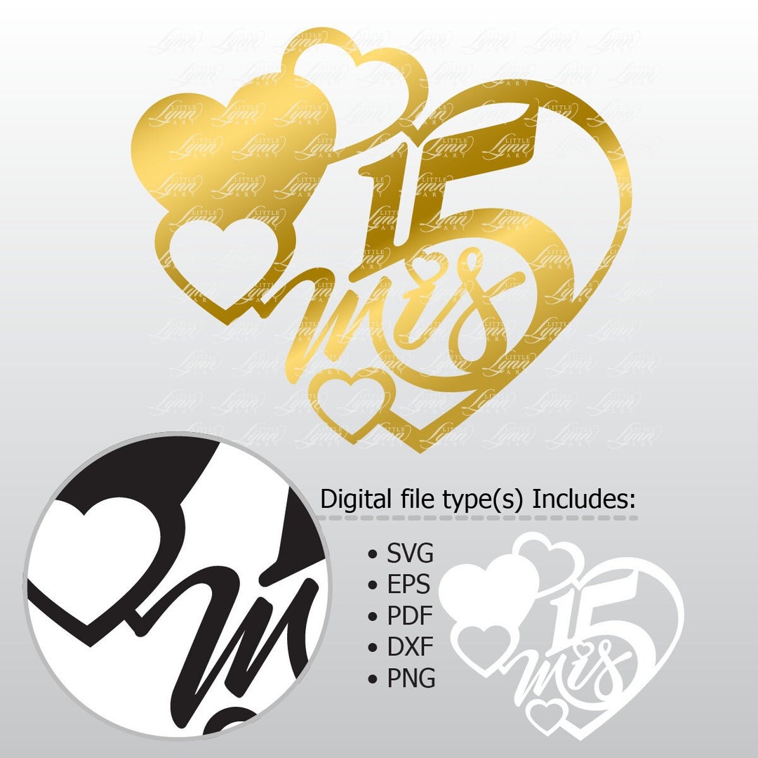 Mis 15 Años | Mis Quince Corazones | Quinceañera Decoracion Vector ...