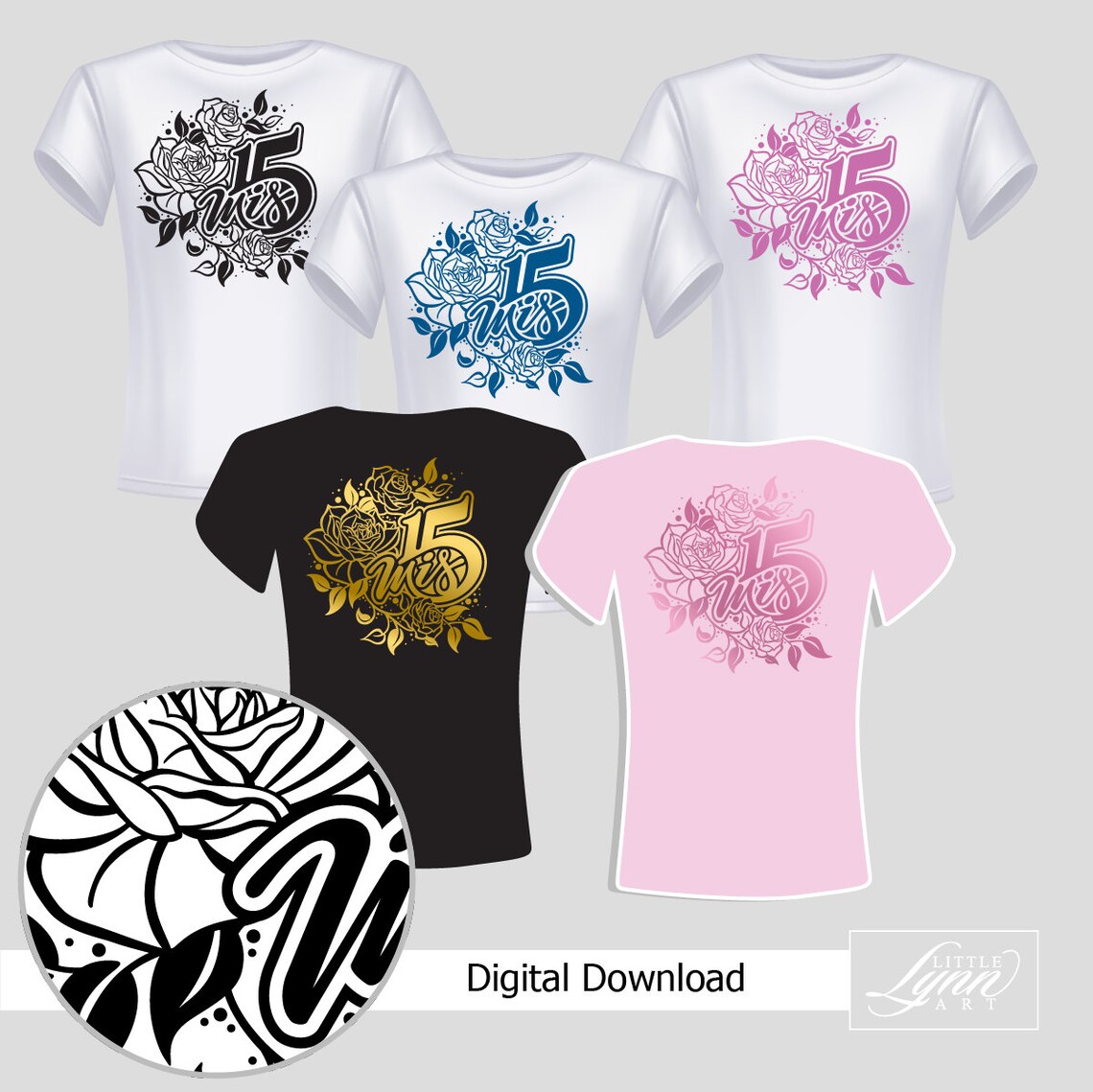 Mis 15 Rosas SVG | Mis Quince Años | Quinceañera Flores | My Sweet 15 ...