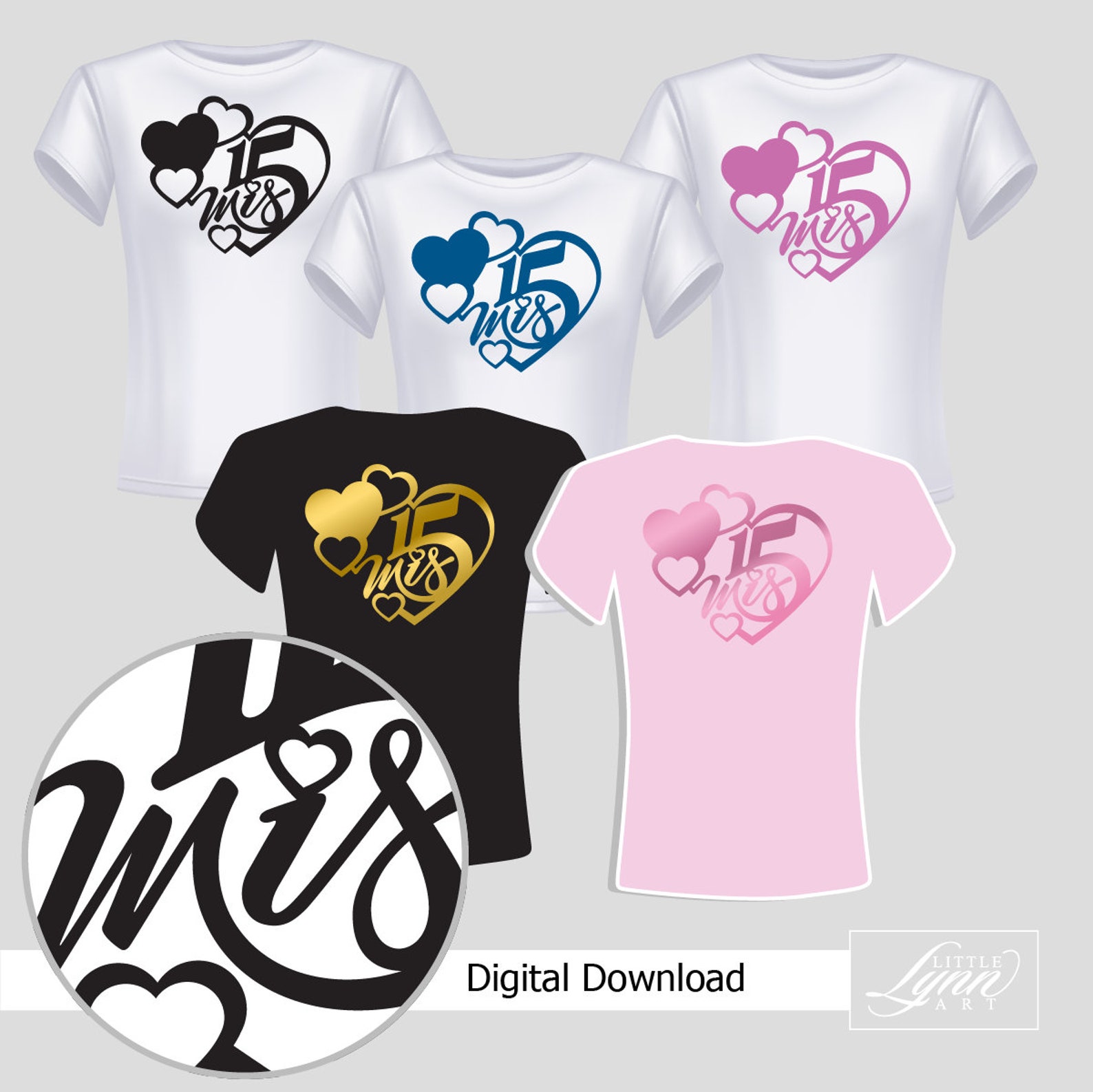 Mis 15 Años | Mis Quince Corazones | Quinceañera Decoracion Vector ...