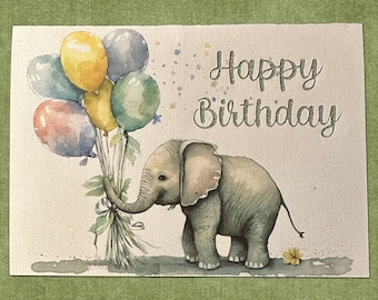 Elephant Happy Birthday Card - Etsy