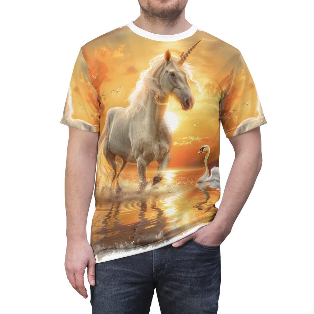 Magical Creatures Unisex Tee, Unicorn Swan Shirt, Fantasy Animal Top ...