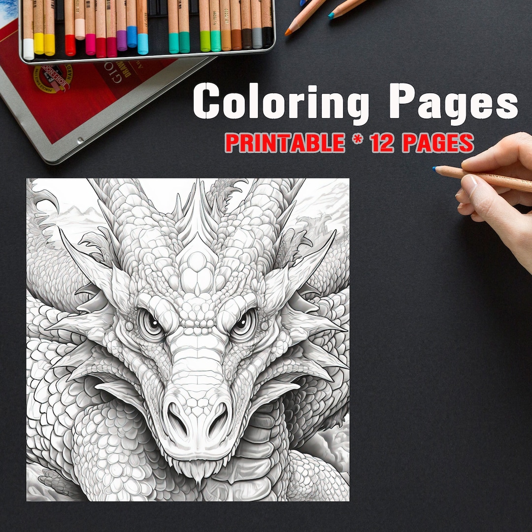 Coloring Dragons Digital Coloring Book Cute Coloring Adult Books Summer ...