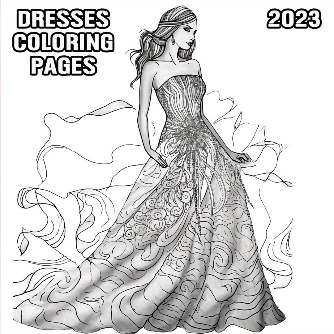 Coloring Pages of Dresses Coloring Pages for Summer Printable Coloring ...