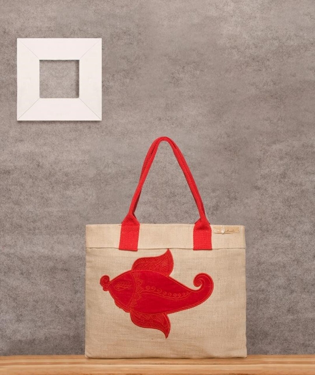 Isha Embroidered Jute Bag fish Design - Etsy